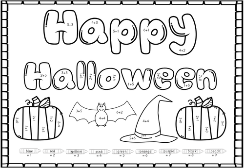 11 Cute and Fun Halloween colour by adding to 10 maths addition ...