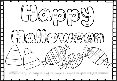11 Cute and Fun Halloween colour by adding to 10 maths addition ...