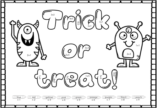11 Cute and Fun Halloween colour by adding to 10 maths addition ...
