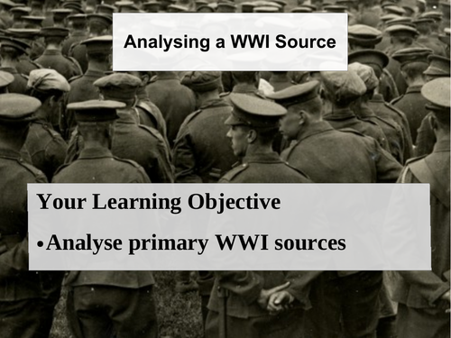 WWI Source Analysis Activity | Teaching Resources