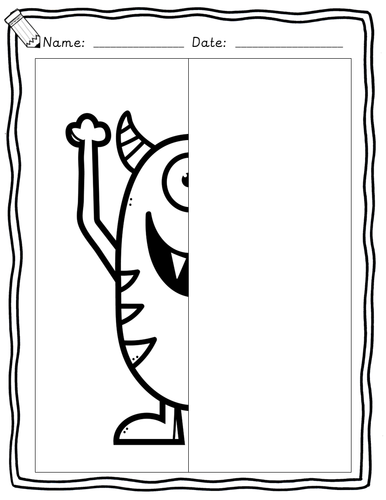 Halloween symmetry (maths) drawing and colouring (art) - 10 worksheets ...