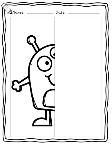 Halloween symmetry (maths) drawing and colouring (art) - 10 worksheets ...