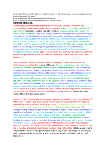 Lady Macbeth grade 7, grade 8 and grade 9 response. Powerful Woman ...