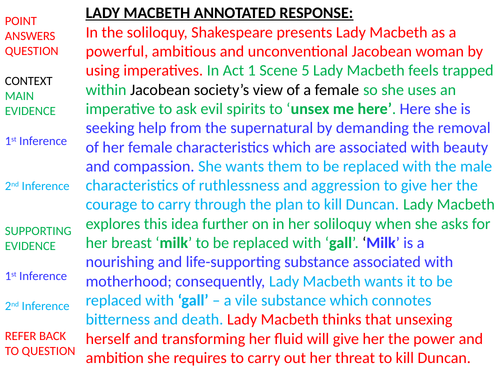 9 High Grade Macbeth Model Responses | Teaching Resources