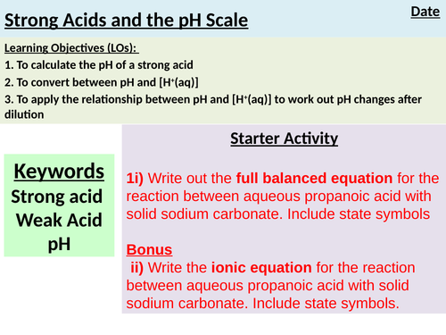 The pH Scale (A Level Chemistry) | Teaching Resources