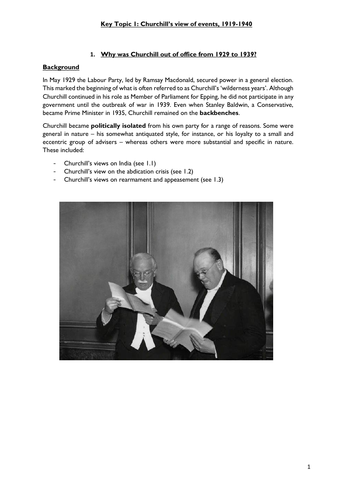 OCR A Level History: Churchill 1929-39 | Teaching Resources