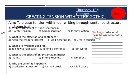 Gothic Writing: Creating tension | Teaching Resources