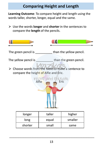 Measure: Height and Length - AQA Entry Level 1 Maths | Teaching Resources