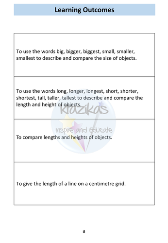Measure: Height and Length - AQA Entry Level 1 Maths | Teaching Resources