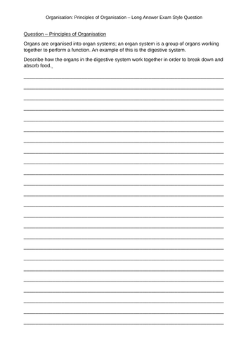 B2 Organisation AQA GCSE Science Biology Revision 9-1 | Teaching Resources