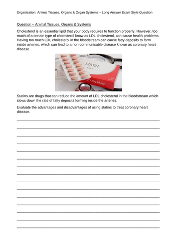 B2 Organisation AQA GCSE Science Biology Revision 9-1 | Teaching Resources