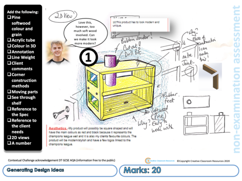 GCSE DT NEA AQA Guide to Section C – Generating Design Ideas with ...