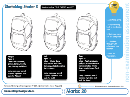 GCSE DT NEA AQA Guide to Section C – Generating Design Ideas with ...