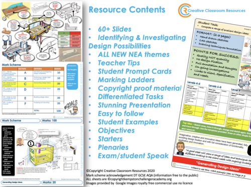 GCSE DT NEA AQA Guide to Section C – Generating Design Ideas with ...