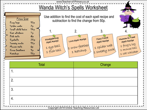 Wanda Witch's Spells - Money Problems | Teaching Resources