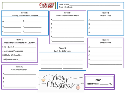 End of Term Christmas Quiz | Teaching Resources