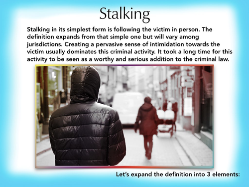 Stalking Stalker Criminal Law SHOW + FCS + TEST | Teaching Resources