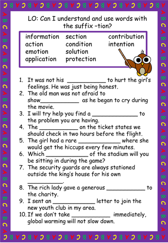 Suffix -tion and -sion | Teaching Resources