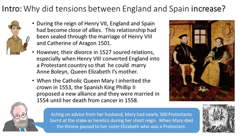 Diamond 9: Why did Spain go to war with Elizabethan England? | Teaching ...