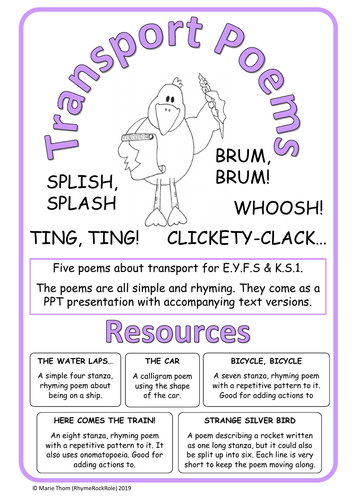 TRANSPORT POEMS (5 poems) - EYFS/KS1 | Teaching Resources