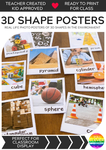 3D Shape Posters with Real Life Photos | Teaching Resources
