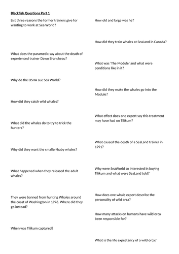 Blackfish Film Notes | Teaching Resources