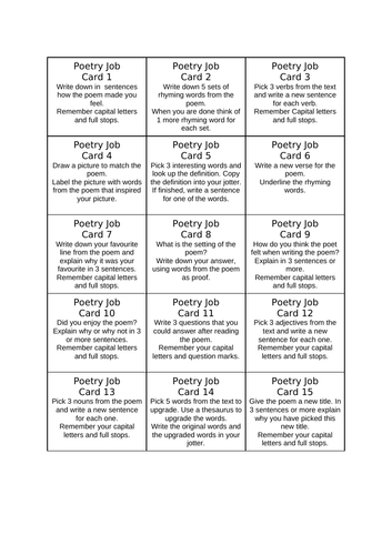 Poetry Comprehension Activities for First Level | Teaching Resources