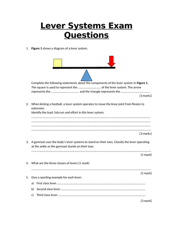 Lever Systems - GCSE PE (Edexcel 9-1) | Teaching Resources
