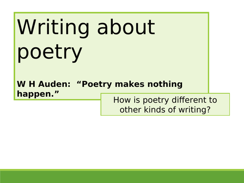 Year 7 Poetry unit of work | Teaching Resources