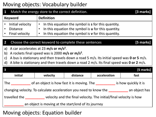 Equations of motion and its calculations, KS4, Physics, New GCSE ...