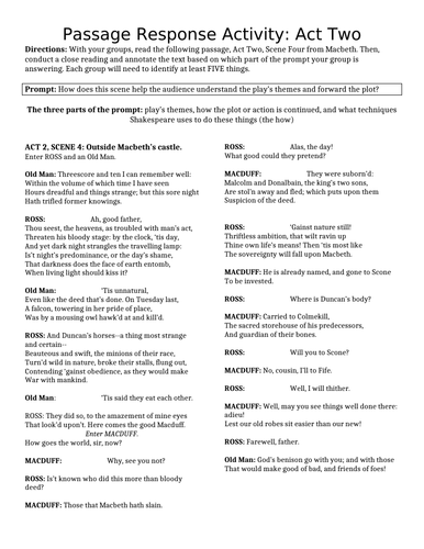 GCSE English: Macbeth Act Two | Teaching Resources
