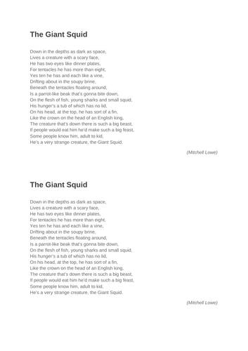 Poetry - The Giant Squid Full Lesson | Teaching Resources