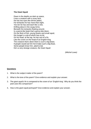 Poetry - The Giant Squid Full Lesson | Teaching Resources