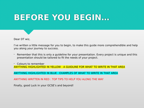 DT GCSE NEA portfolio presentation template | Teaching Resources