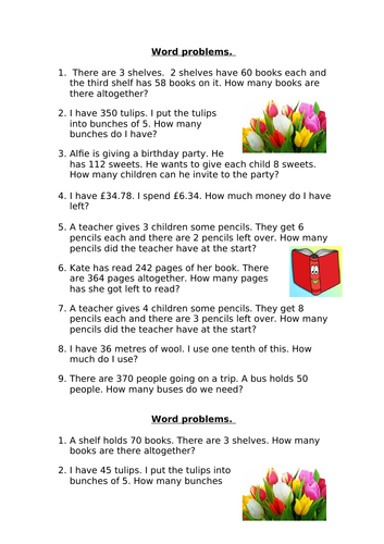 Maths word problem solving differentiated | Teaching Resources