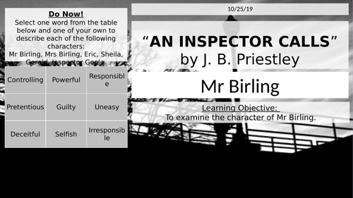 An Inspector Calls - Mr Birling | Teaching Resources