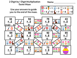 2 Digit by 1 Digit Multiplication Game: Easter Math Maze | Teaching ...