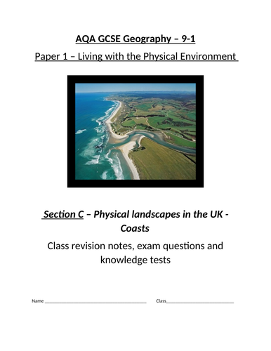 AQA Geography GCSE - Paper 1 revision work booklets | Teaching Resources