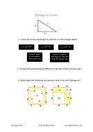 Pythagoras' Theorem Starter | Teaching Resources
