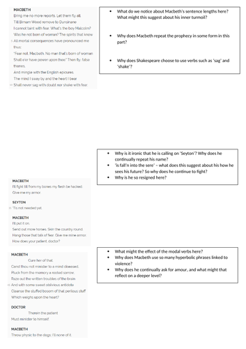 Macbeth Act 5 Scene 3 | Teaching Resources