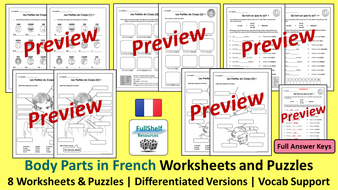 French Body Parts Worksheets | Teaching Resources