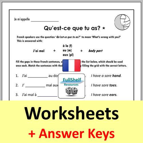 French Body Parts Worksheets | Teaching Resources