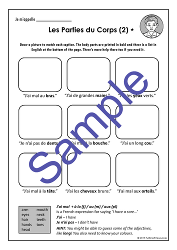 French Body Parts Worksheets | Teaching Resources