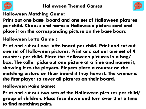 FREE Spooky Halloween 3-in-1 Matching, Lotto and Pairs printable games ...