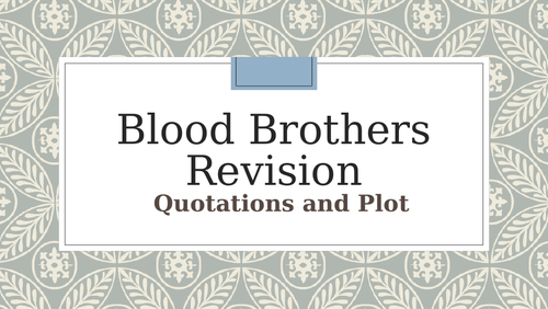 GCSE Literature - Blood Brothers-BIG revision quiz | Teaching Resources
