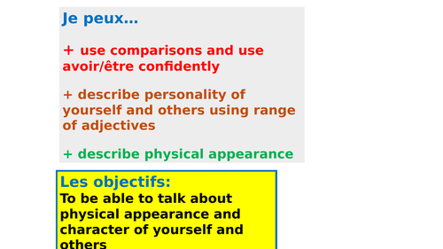 French Describe personality and appearance | Teaching Resources