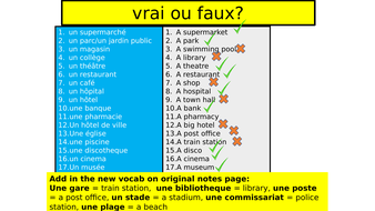 French places in town true or false | Teaching Resources