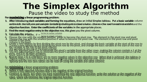 The Simplex Algorithm - PowerPoint | Teaching Resources The Simplex Algorithm - PowerPoint | Teaching Resources
