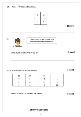 AQA Entry Level Maths Assessments - 1 Numbers to 20 | Teaching Resources