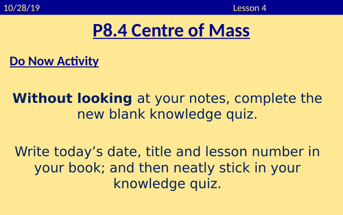 Centre of Mass - Full Lesson | Teaching Resources